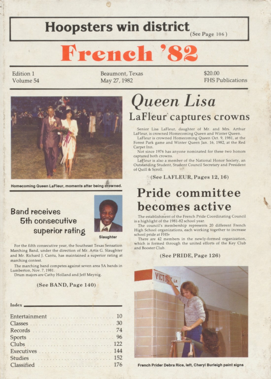 1982 yearbook from French High School from Beaumont, Texas
